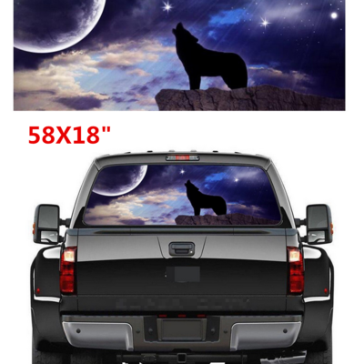 Universal Car Pickup Rear Window Decor Decal 58X18" Howling Wolf ...