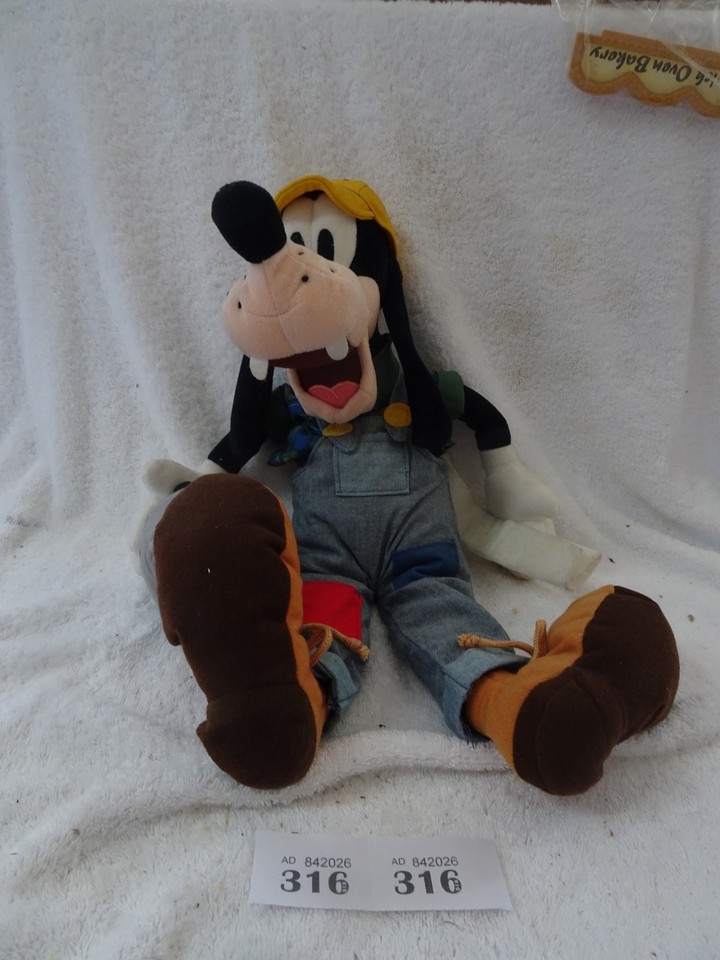 Vintage Walt Disney Goofy Plush Construction Worker Foreman Doll Rare ...