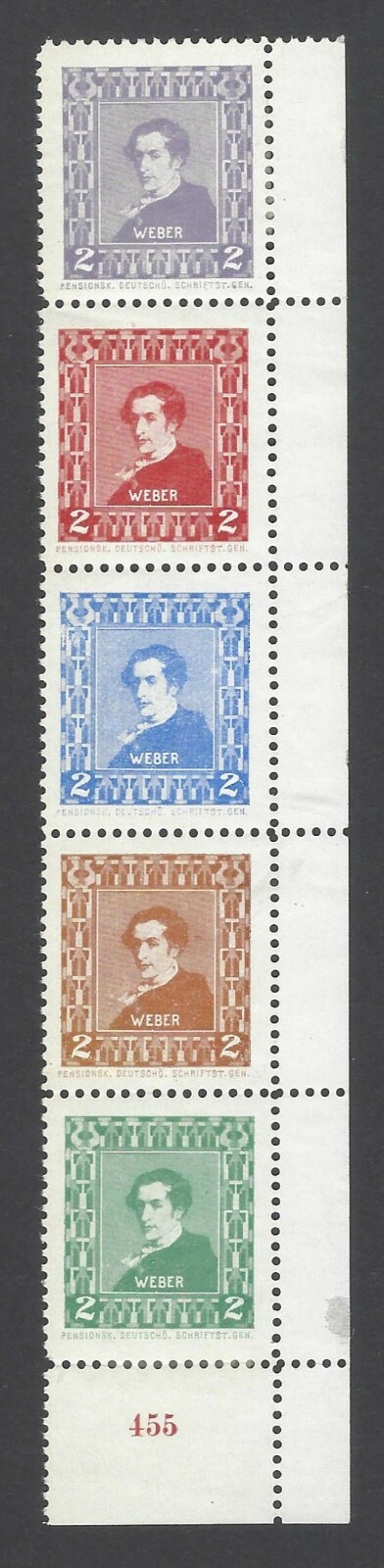 AOP Germany vintage poster stamps strip of 5 MAX WEBER Sociologist MNH ...