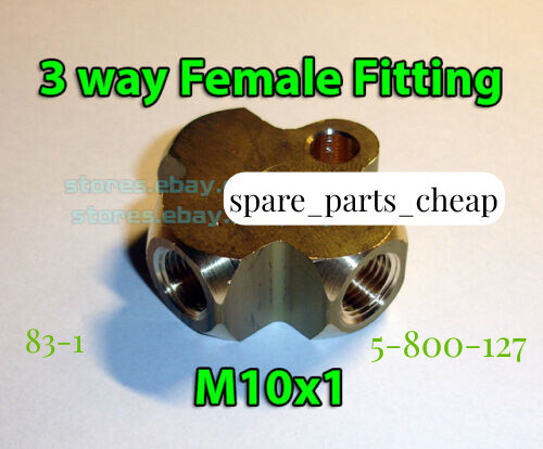 Brake Line Pipe Brass T 3 way Female Fitting Connector Splitter M10x1 ...