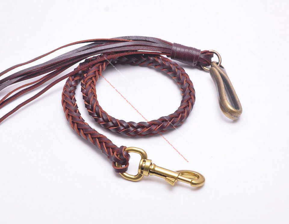 24" Handmade Brown Cowhide Leather Braided Truckers Trouser Pant Wallet ...