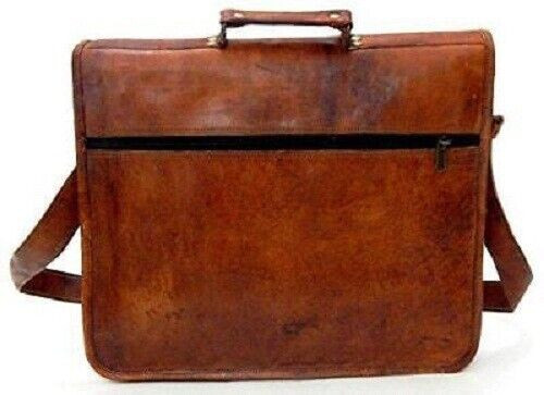 Mens Genuine Vintage Leather Messenger Man Business Laptop Briefcase ...