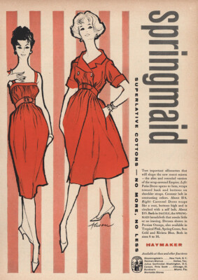 1959 Springmaid Fabrics: Two Important Silhouettes Vintage Print Ad | eBay