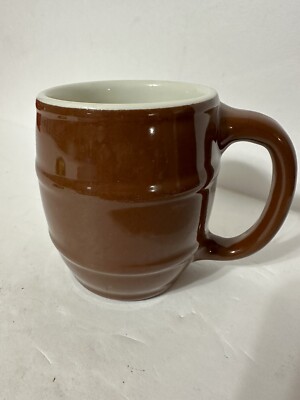 Vintage~ Hall Pottery #536 Brown Barrel 10oz Coffee Mug~Made in USA | eBay