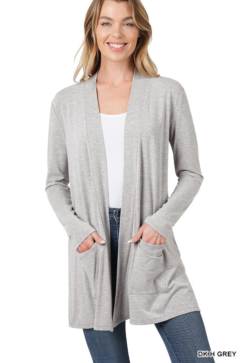 Womens Open Front Fly Away Cardigan Sweater Long Sleeve With Pockets ...