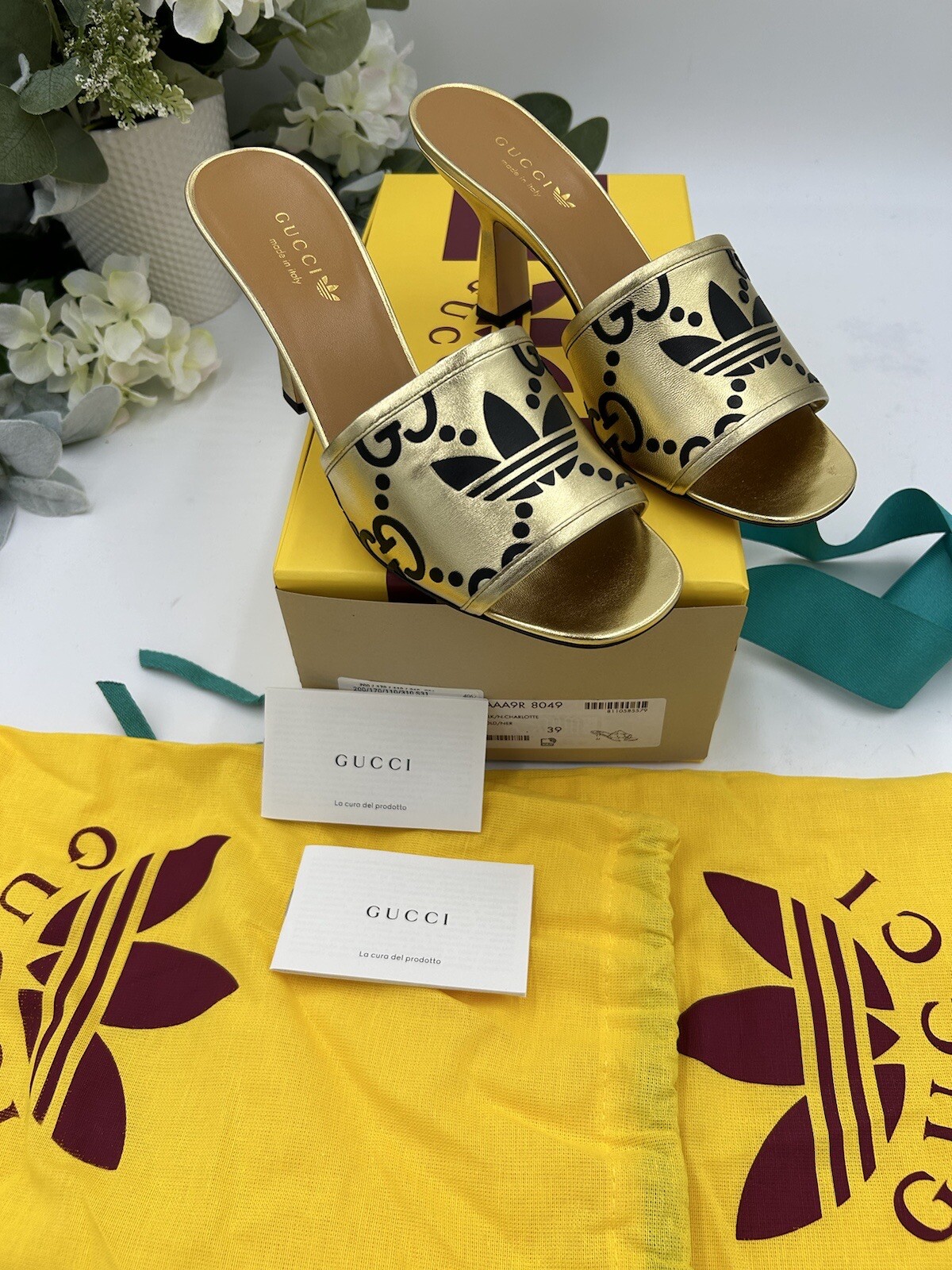 Women’s Gucci X Adidas slide sandals size 39 made in Italy | eBay