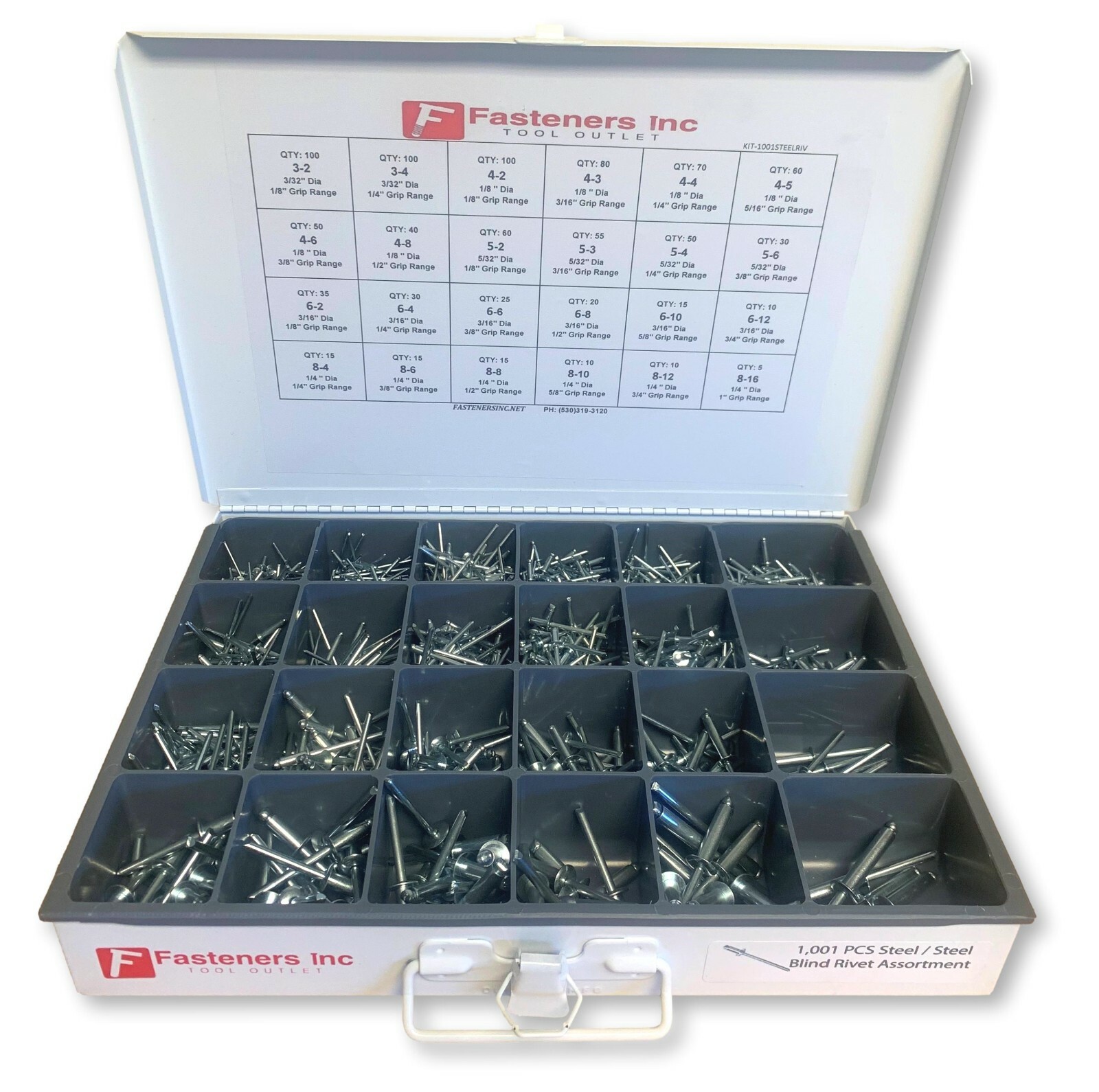 1,001 PCS Steel Blind Dome Head Pop Rivet Assortment Kit | eBay