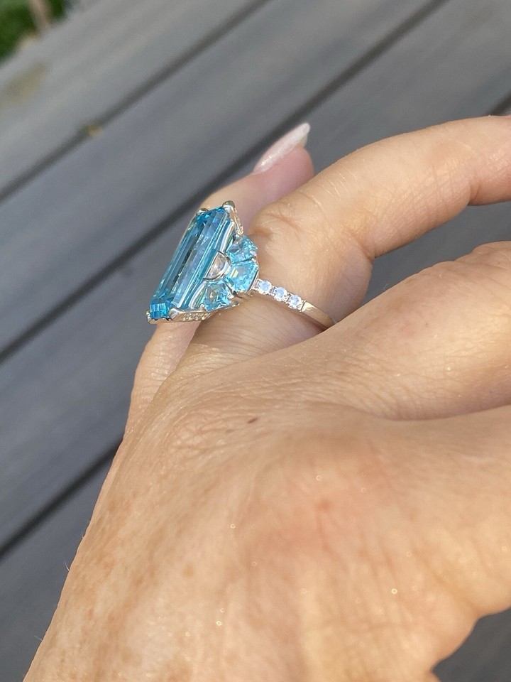 Jean Dousset Sterling Silver Absolute & Simulated Blue Topaz Cathedral ...