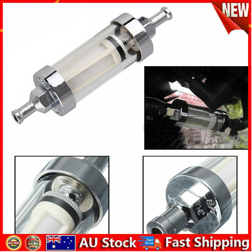 1/4'' Chrome Glass Fuel Filter Car Petrol Inline Adapters Universal ...