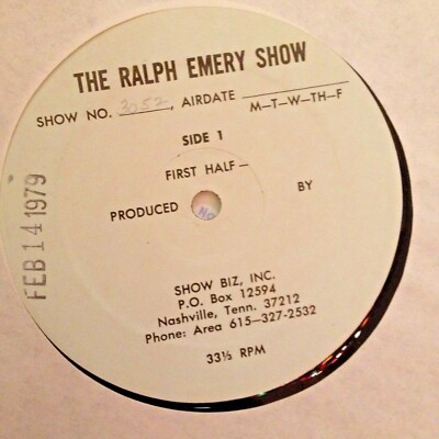 RADIO SHOW: RALPH EMERY SHOW 2/14/79 JOHNNY RODRIQUEZ GUEST CO HOST ...