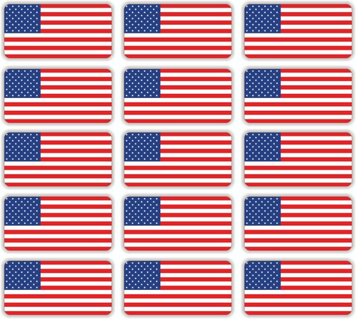 15pk - AMERICAN FLAGS 1x2 Vinyl Hard Hat Helmet Stickers / USA Flag ...