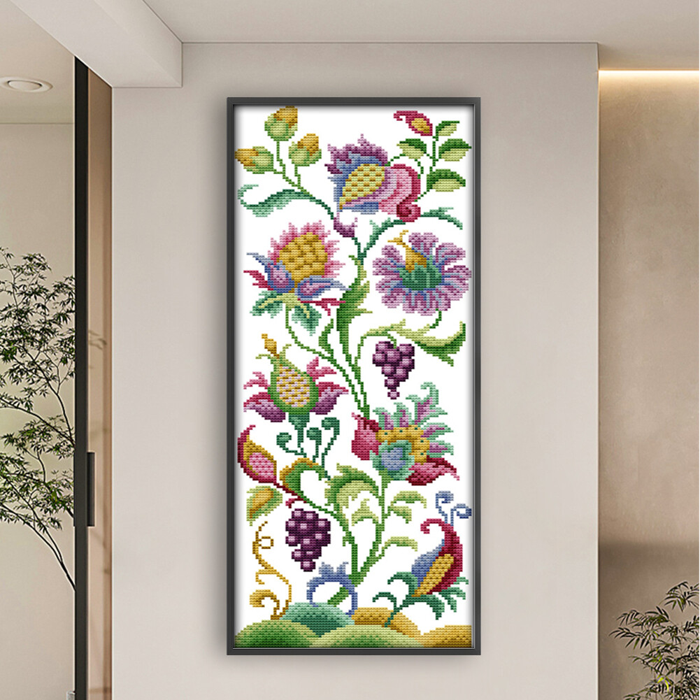 Full Embroidery Cotton Thread 14CT Print Abstract Flower Cross Stitch ...