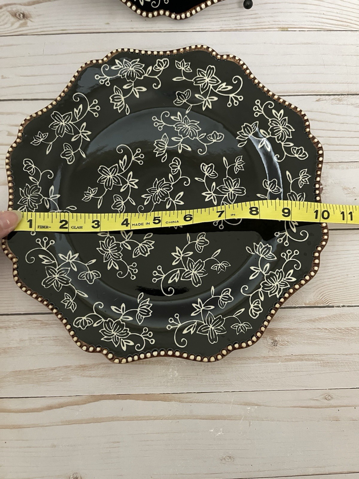 Temptations By Tara Lot Of 2 Black Floral Lace Scalloped Dinner Plates ...