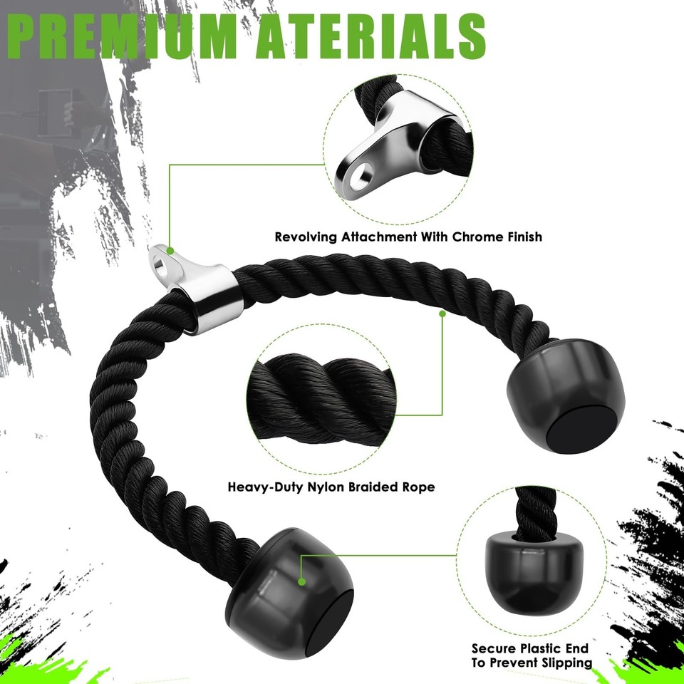 Tricep Rope Cable Machine Attachment, LAT Pulldown Accessories,Double D ...