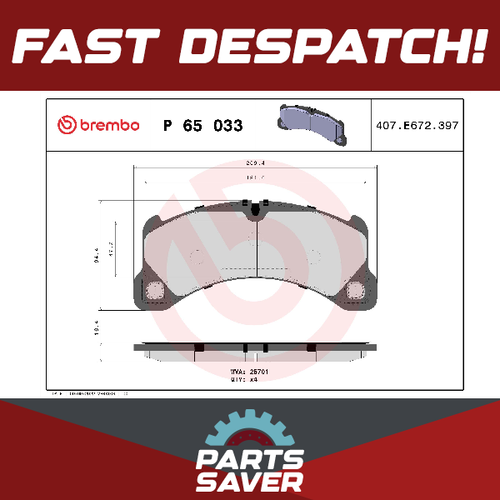 Brake Pads Set Front P65033 Brembo 95B698151AS 95B698151E 95B698151K ...