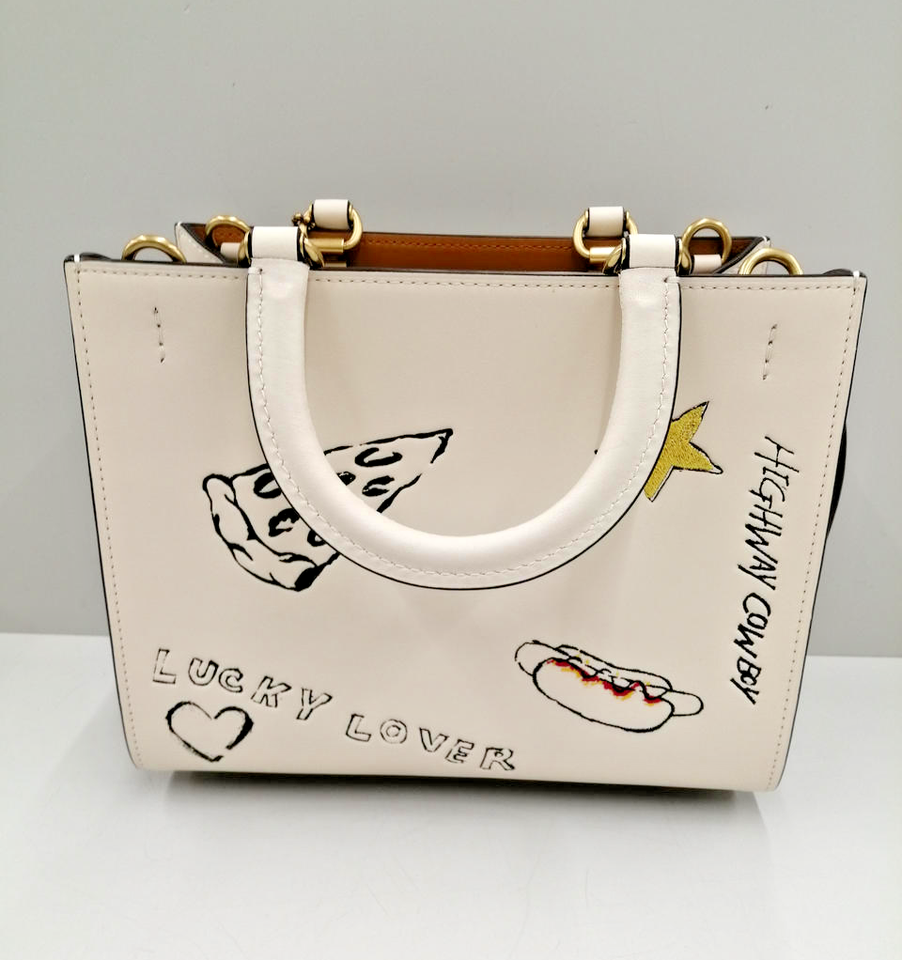 COACH Rogue Bag 25 With Sketch Print Brass/Chalk Multi Satchel Shouder ...