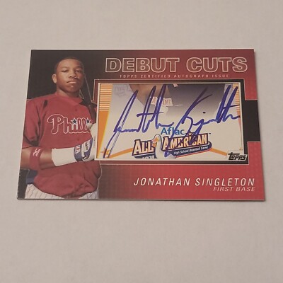 2010 TOPPS DEBUT CUTS AFLAC JONATHAN SINGLETON AUTO RC. AUTOGRAPH CD-JS 89/106 | eBay