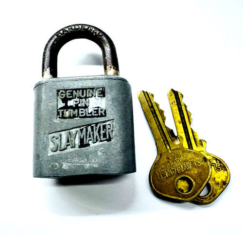 Vintage Slaymaker Padlock Genuine Pin Tumbler Lock w/ 2 Keys Hardened ...