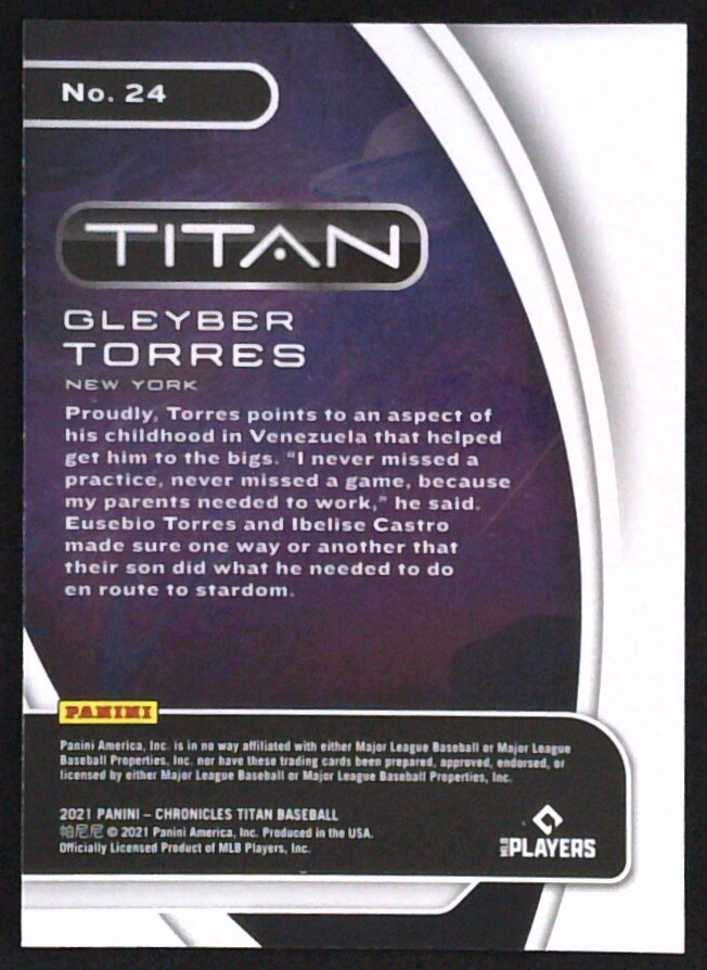 2021 Panini Chronicles Gleyber Torres #24 BASEBALL New York Yankees ...