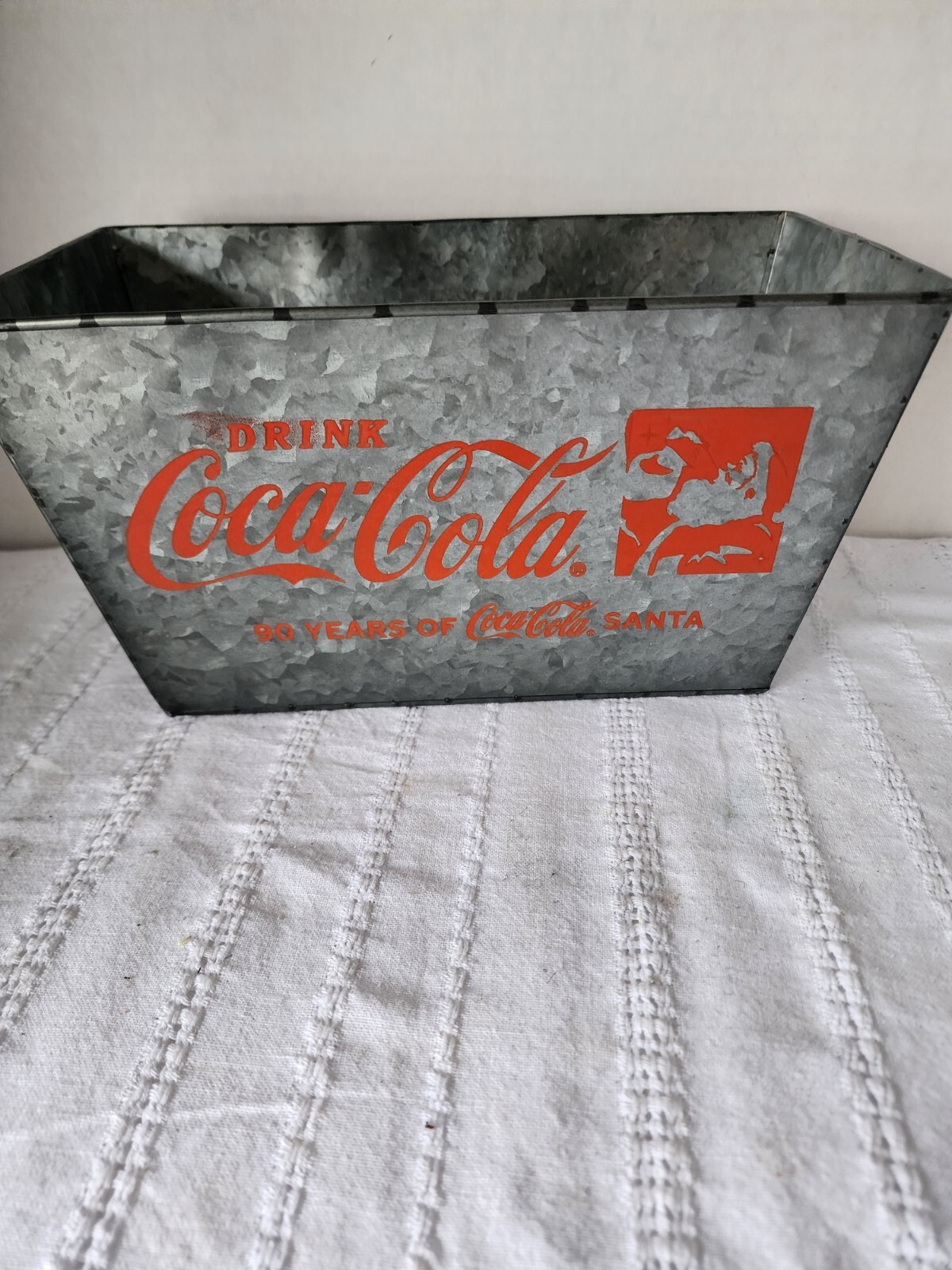 Drink Coca Cola Ice Bucket Galvanized Metal Tin Party Tub Cooler Santa ...