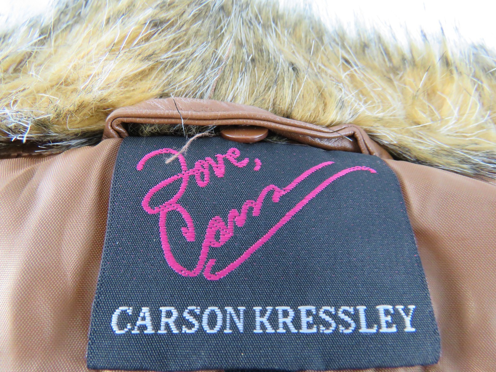 Love, Carson Kressley Faux Leather Quilted Jacket Fur Trim SADDLE BROWN ...