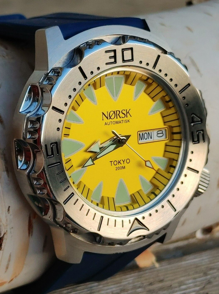 Automatic Sea Monster Watch, Norsk, Diver, Seiko NH36a movement Orange ...