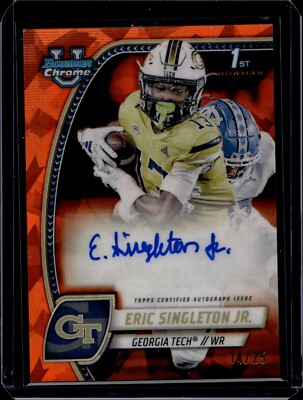 2024 Bowman Chrome University Sapphire Orange Autograph Eric Singleton ...