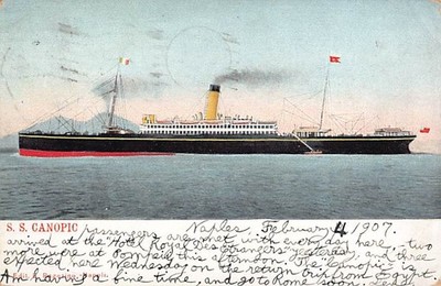 SS CANOPIC, WHITE STAR SHIP LINE ~ published & used in Italy 1907 | eBay