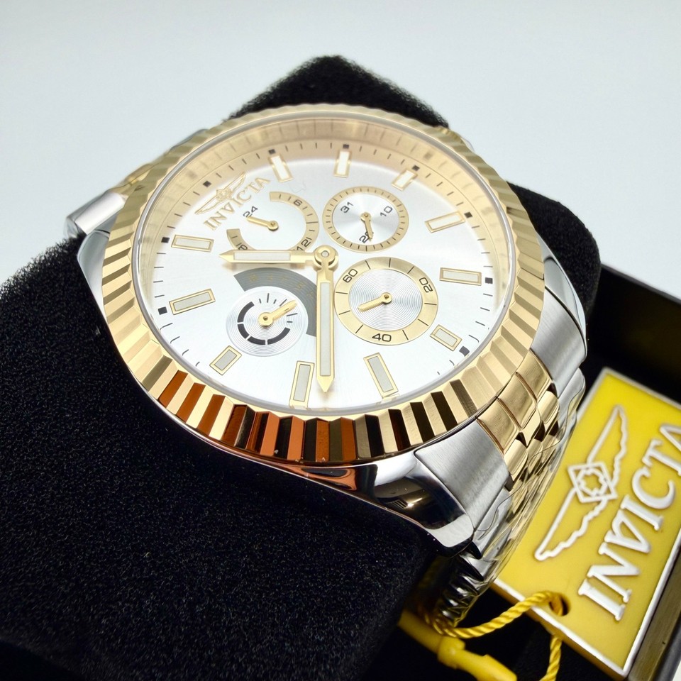 NEW Men's INVICTA Day-Date Gold Platinum Fluted Jubilee Stainless Steel ...