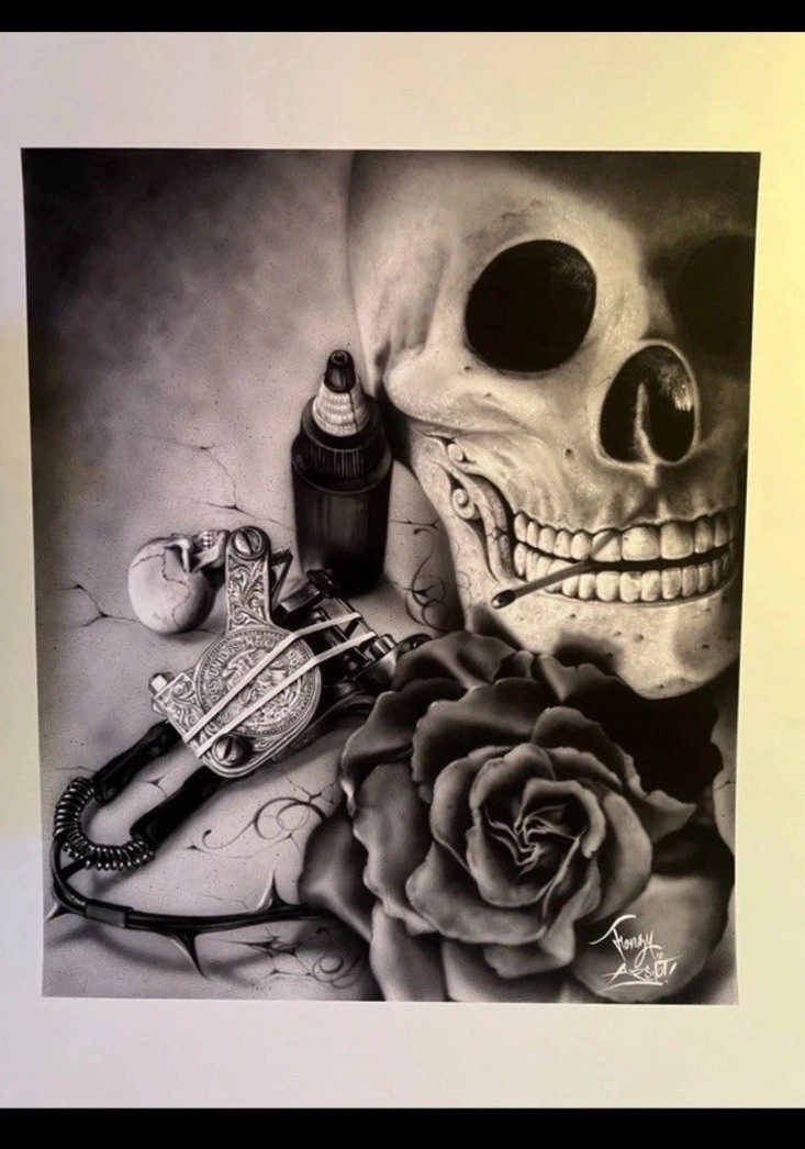 Tattoo Art Fonzy Muerto Mexiko Totenkopf, Airbrush Gemälde ...