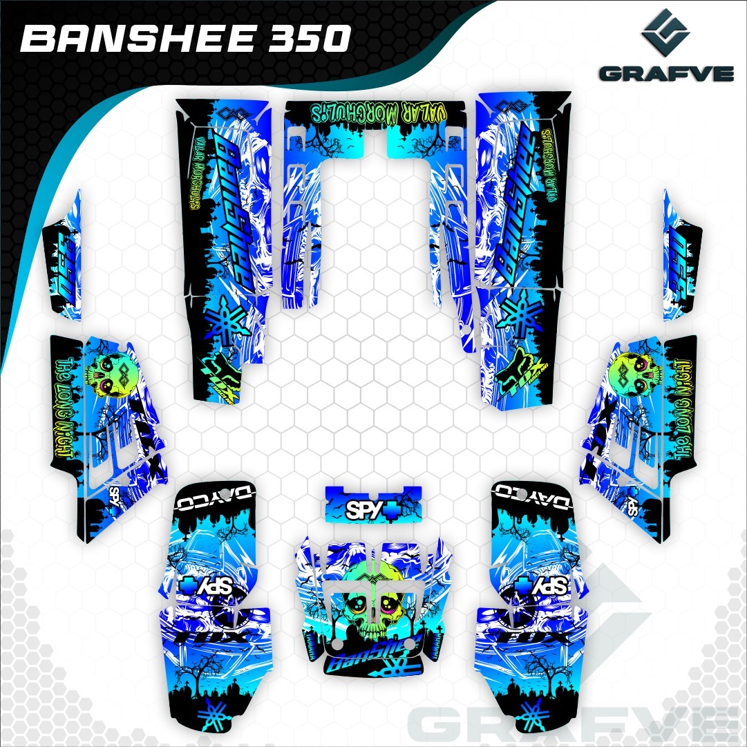 Yamaha Banshee 350 FULL KIT Graphics Custom Decals Stickers ATV Quad ...