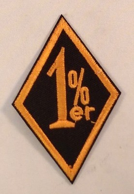 ONE PERCENTER 1%ER Black & Orange 3" x 2" iron on patch Biker Club vest ...