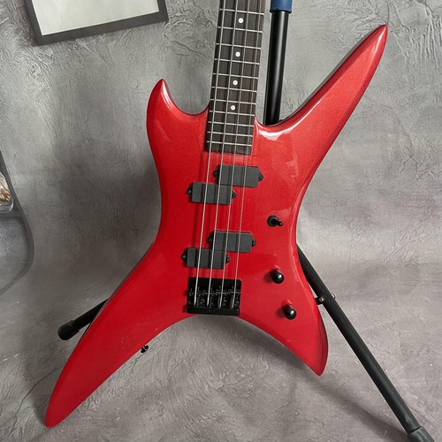 Custom Red Solid Body Electric Bass Guitar 4 String Black Parts ...