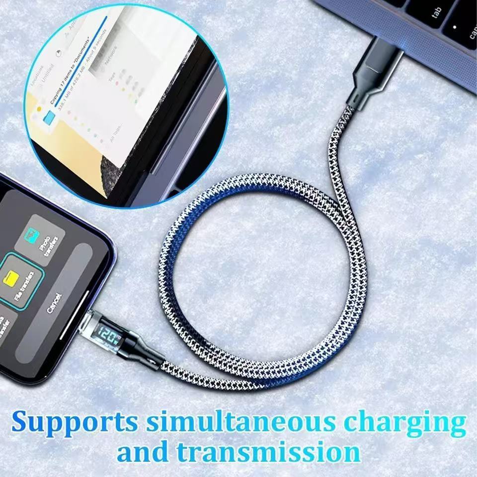 120w Super Fast USB Type-C Charging Braid Phone Charger Lead with ...