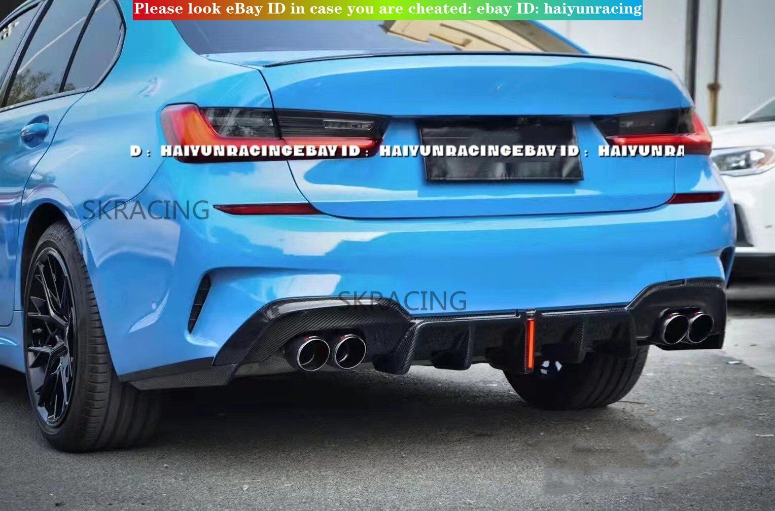 3PC Fits For 19-21 BMW G20 M340i Carbon Fiber Rear Bumper Lip Diffuser ...