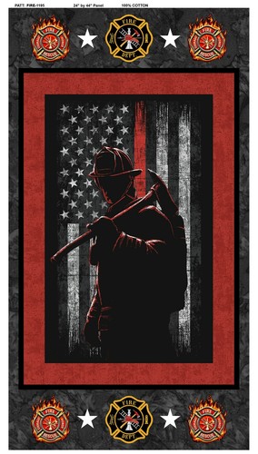 Firefighter Rescue Fire Department Cotton Panel-Fireman Quilting Panel ...