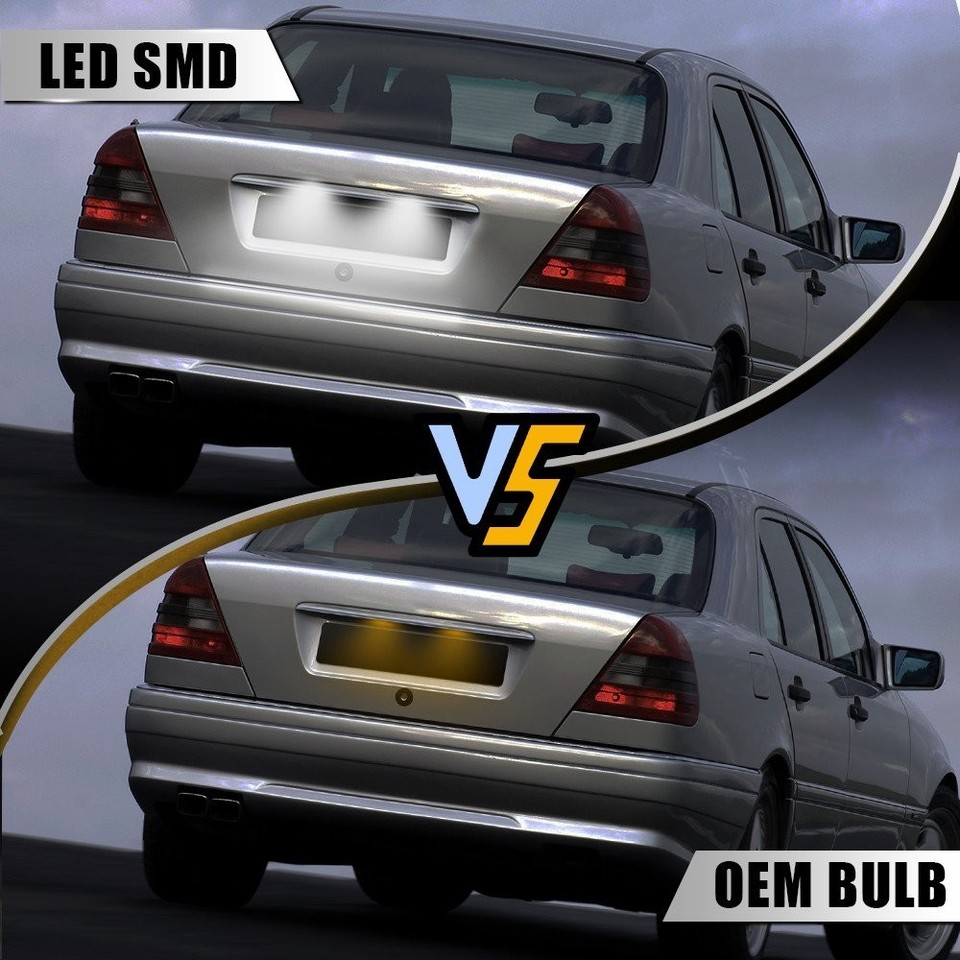 Pair Full LED License Plate Lights 3W For Mercedes W124 W201 E, W202 C ...