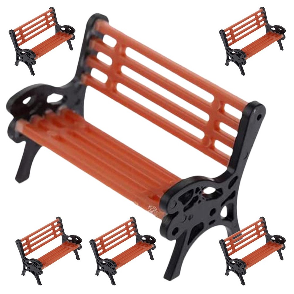 6 Pcs Miniature Wooden Bench Set Miniature Park Seats Dollhouse Garden ...