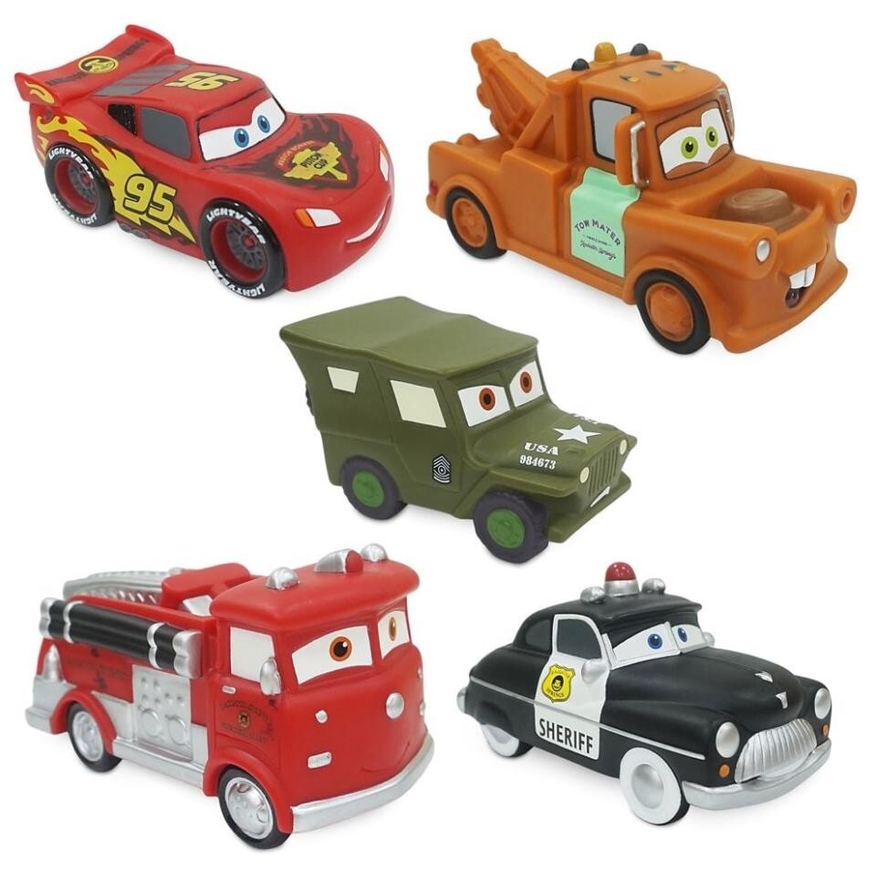 Disney Pixar Cars Bath Tub Toy Set Lightning McQueen Sarge Sheriff ...