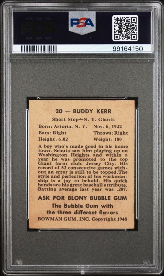1948 Bowman #20 Buddy Kerr PSA 5 | eBay