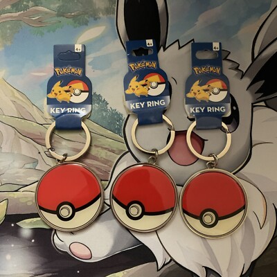Pokémon- 3 Metal Pokeball Keychains! (Key Ring) | eBay