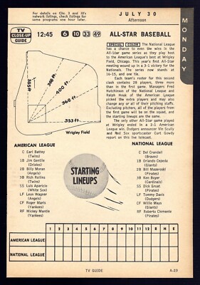 1962 TV AD BASEBALL ALL STAR GAME MICKEY MANTLE ROGER MARIS WRIGLEY ...