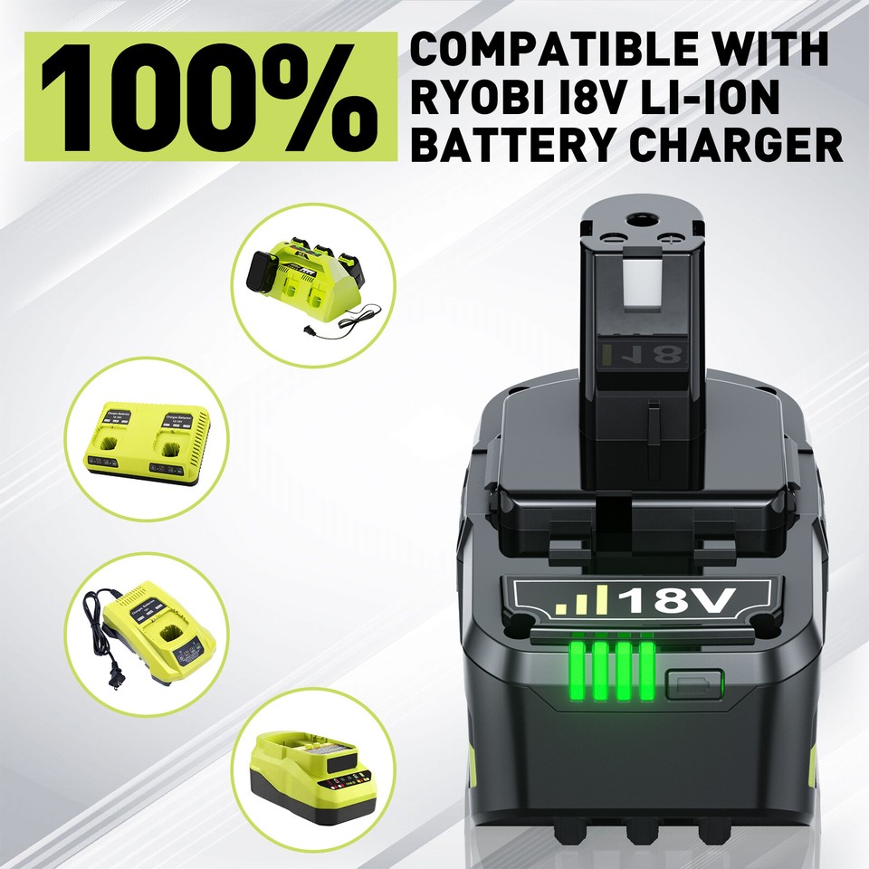 Replacement battery For RYOBI PBP005 High Capacity 18V Lithium P108 ...