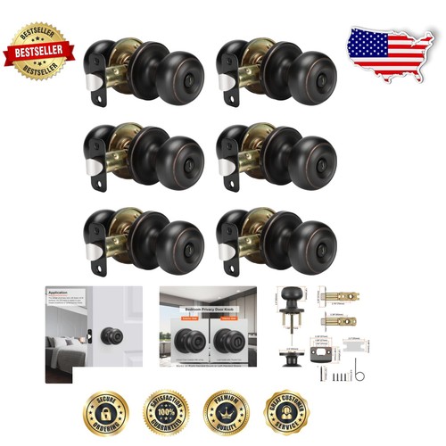 Keyless Oil Rubbed Bronze Privacy Knob Set - 6 Stainless Steel Locks ...