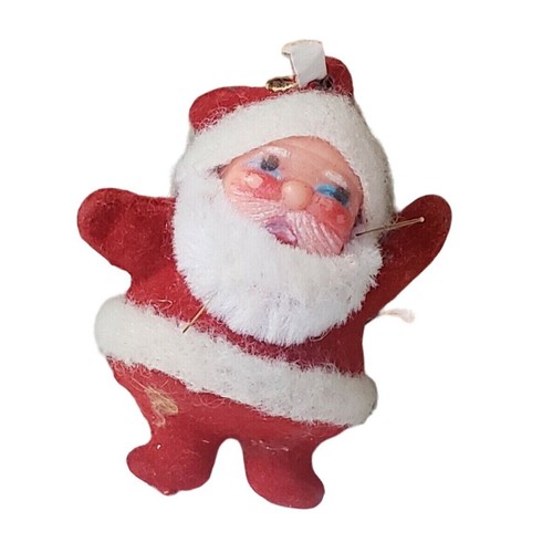 Dancing Santa Flocked Ornament Figure Christmas Tree Decor St Nick 2 ...