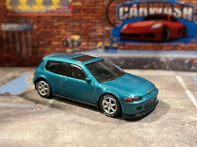 Hot Wheels Honda Civic EG Custom Aztec green Pearl With Jdm Real Riders ...
