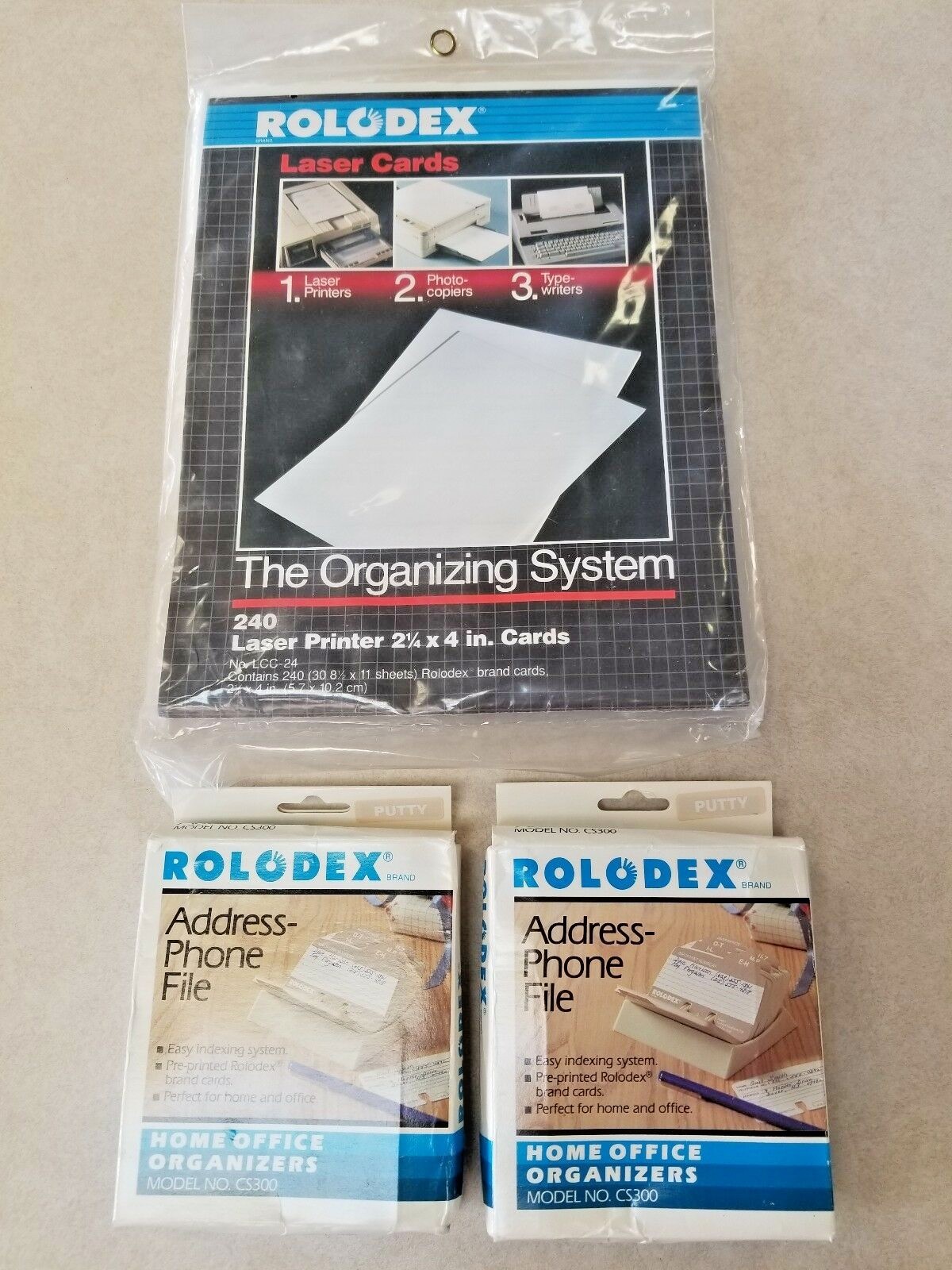 Rolodex Laser Cards LCC-24 Address Phone Fill CS300 Putty NEW Set of 3 ...