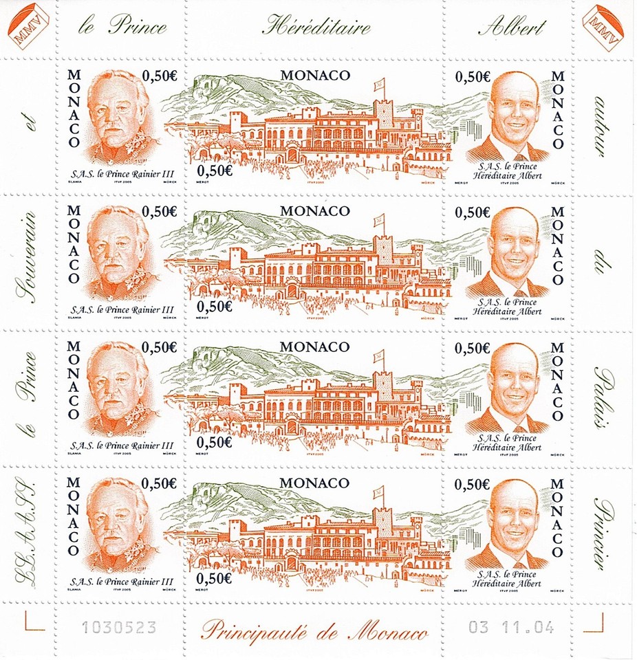 Monaco Mi. 2720-2722 MNH sheet 2004 engr. by Czeslaw Slania & Martin ...