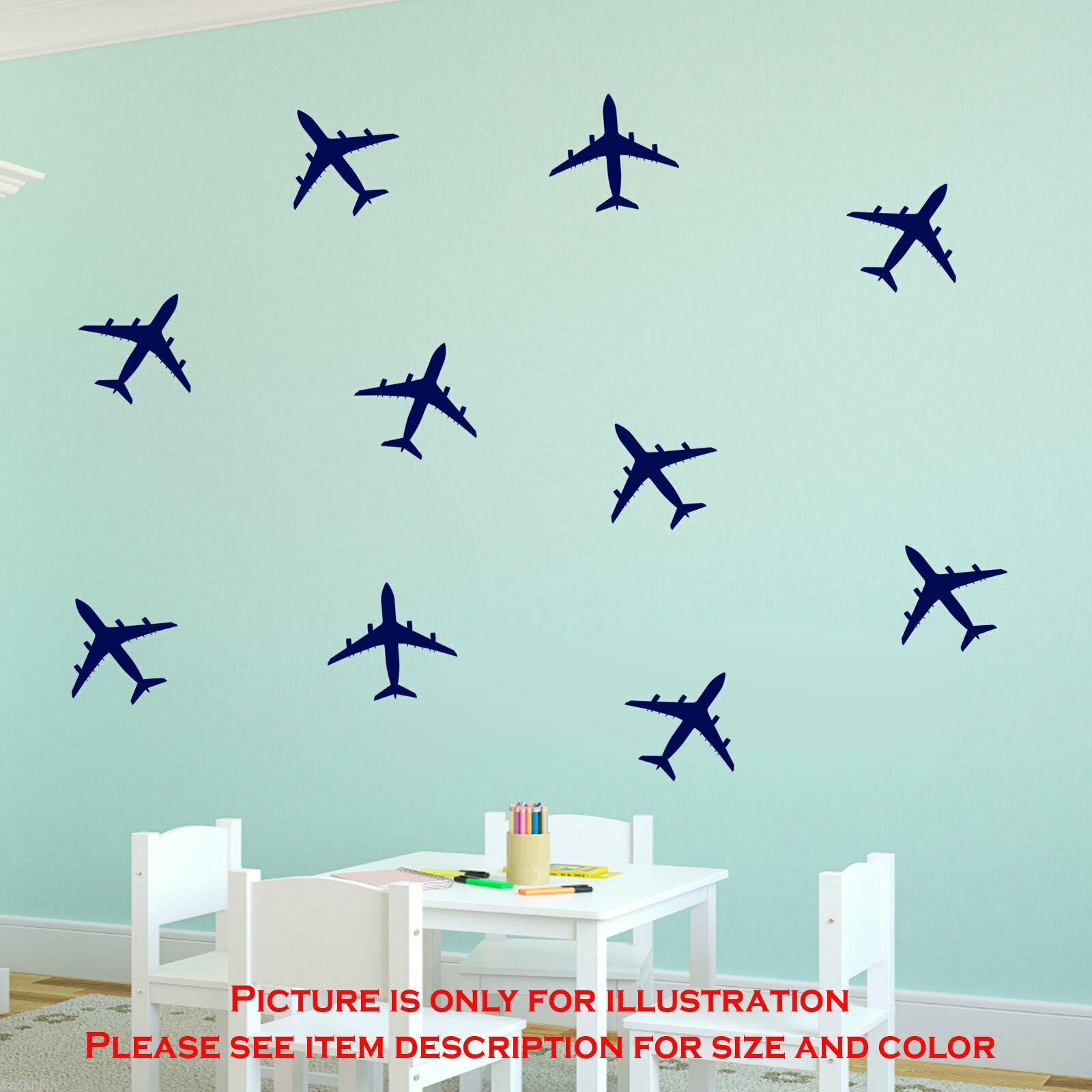 18 Airplane Wall Stickers Kids Room Nursery Boys Bedroom Aviation Vinyl ...