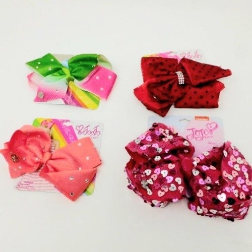 JoJo Siwa Hair Bows NWT Pink Red Rainbow Sequin Lot Set of 4 ...